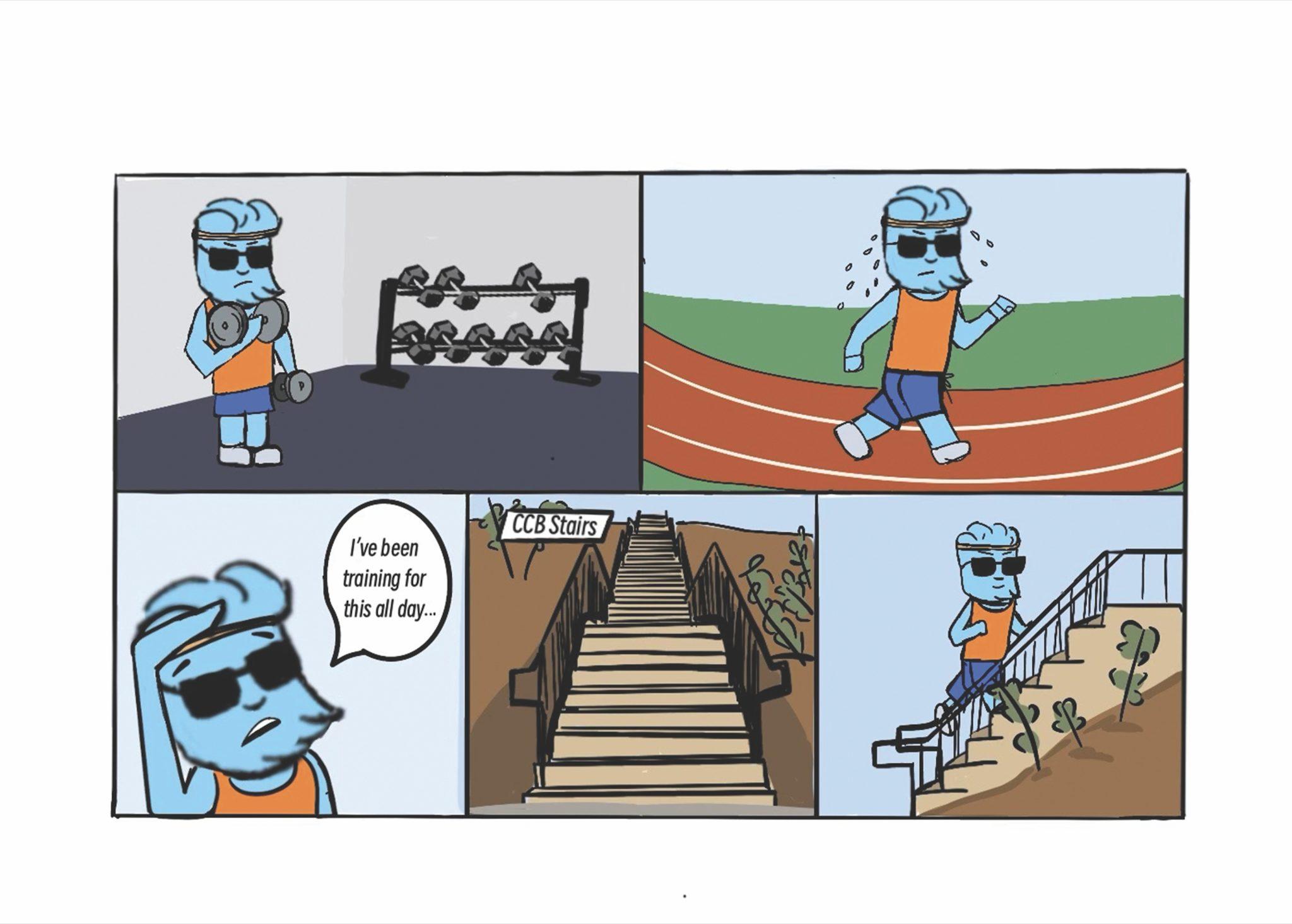 Big Waves Comic: CCB Stairs - Pepperdine Graphic