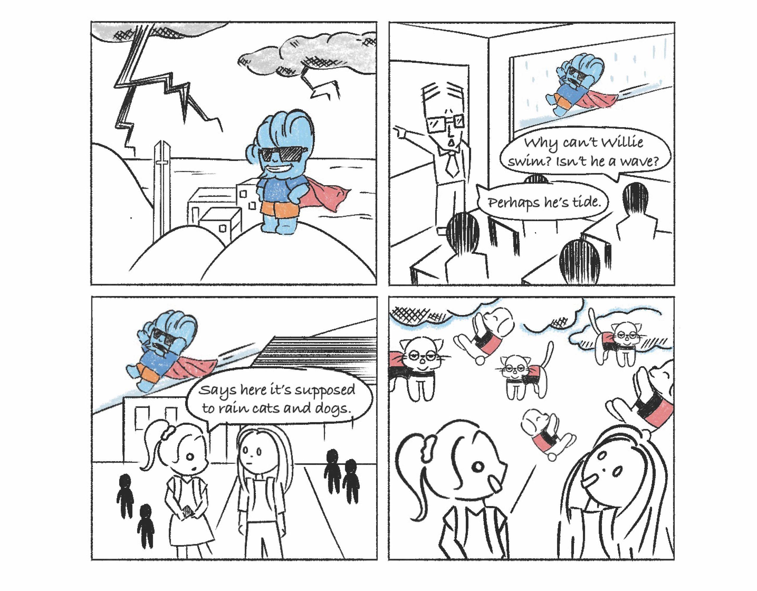 Big Waves Comic: Raining Cats and Dogs - Pepperdine Graphic