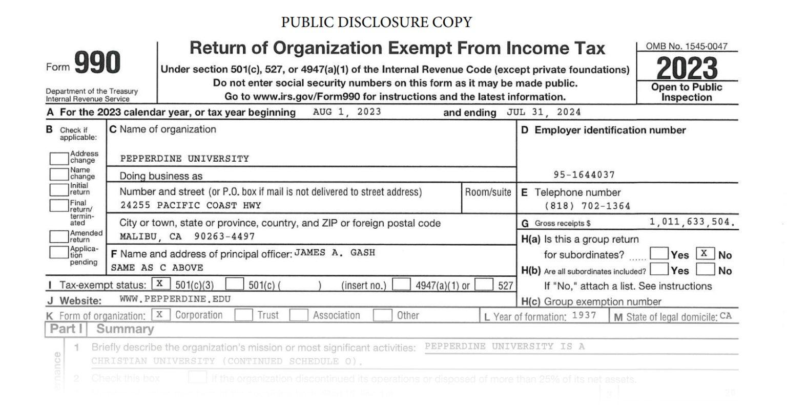 Form 990 Reveals Pepperdine’s Top Paid Employees for 2024 - Pepperdine ...